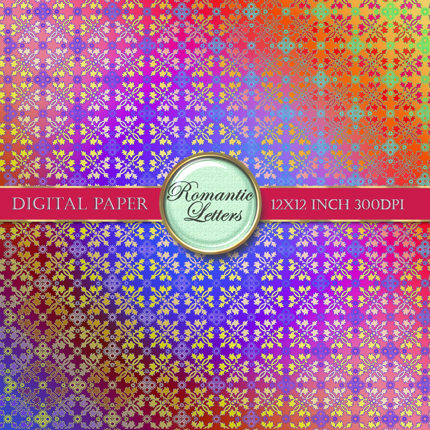 Digital Damask Digital Printable Paper Pack Digital Scrapbook Digital ...
