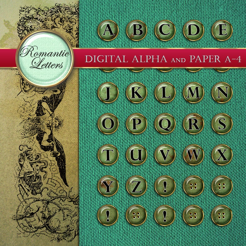 Digital Scrapbook Alphabet Digital Clip Art Digital Letters - Etsy