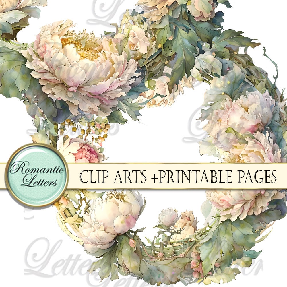 Digital Scrapbook Clip Art Flowers Watercolor Clipart Floral - Etsy