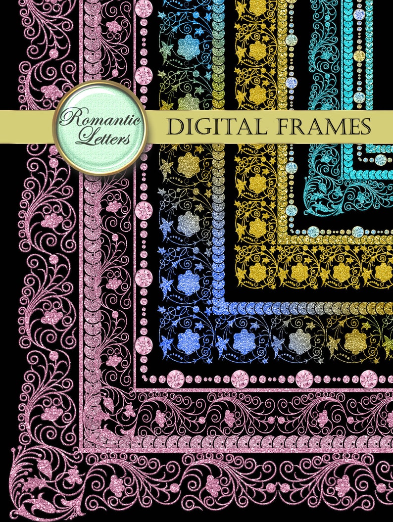 Digital Scrapbook Frames Gold Clip Art Lace Digital Scrapbook | Etsy