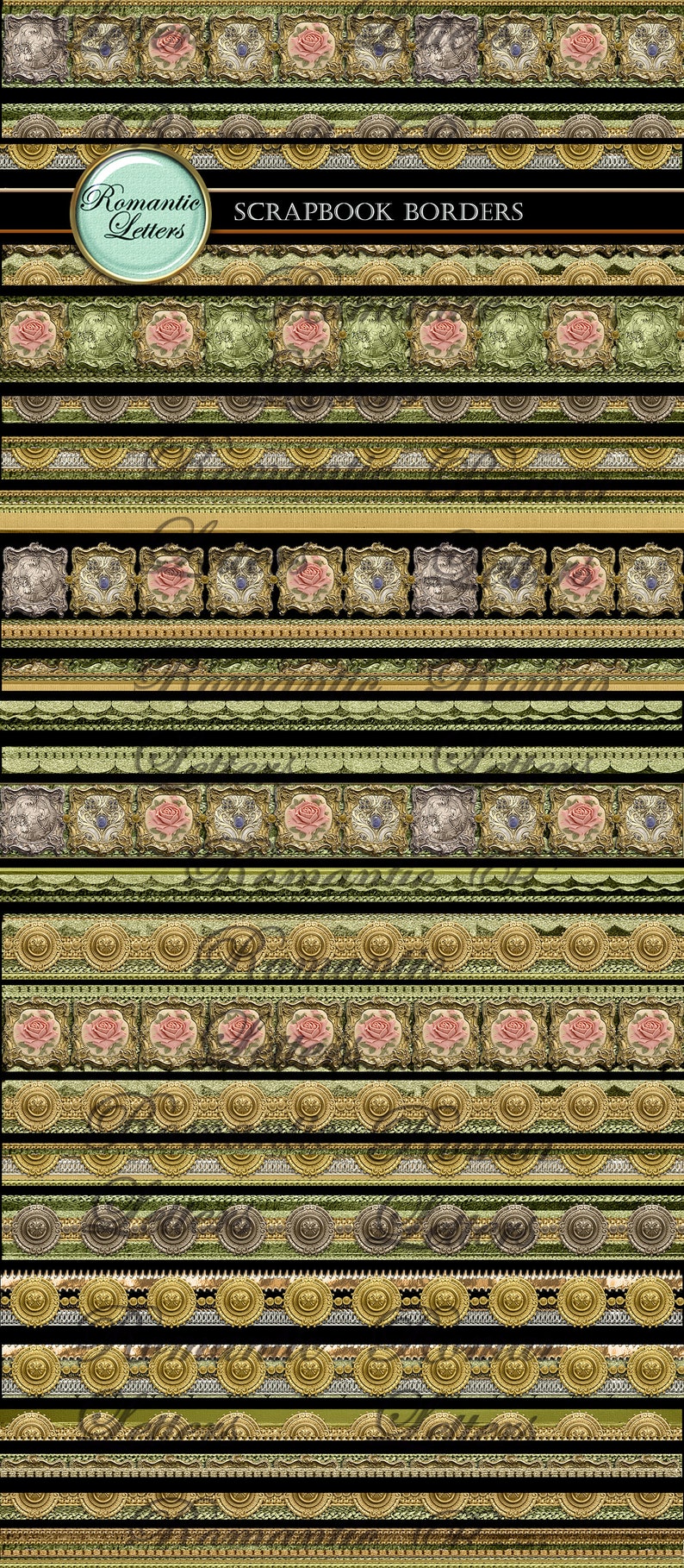 Digital Printable Scrapbook Borders Clip Art Gold Glitter Digital ...