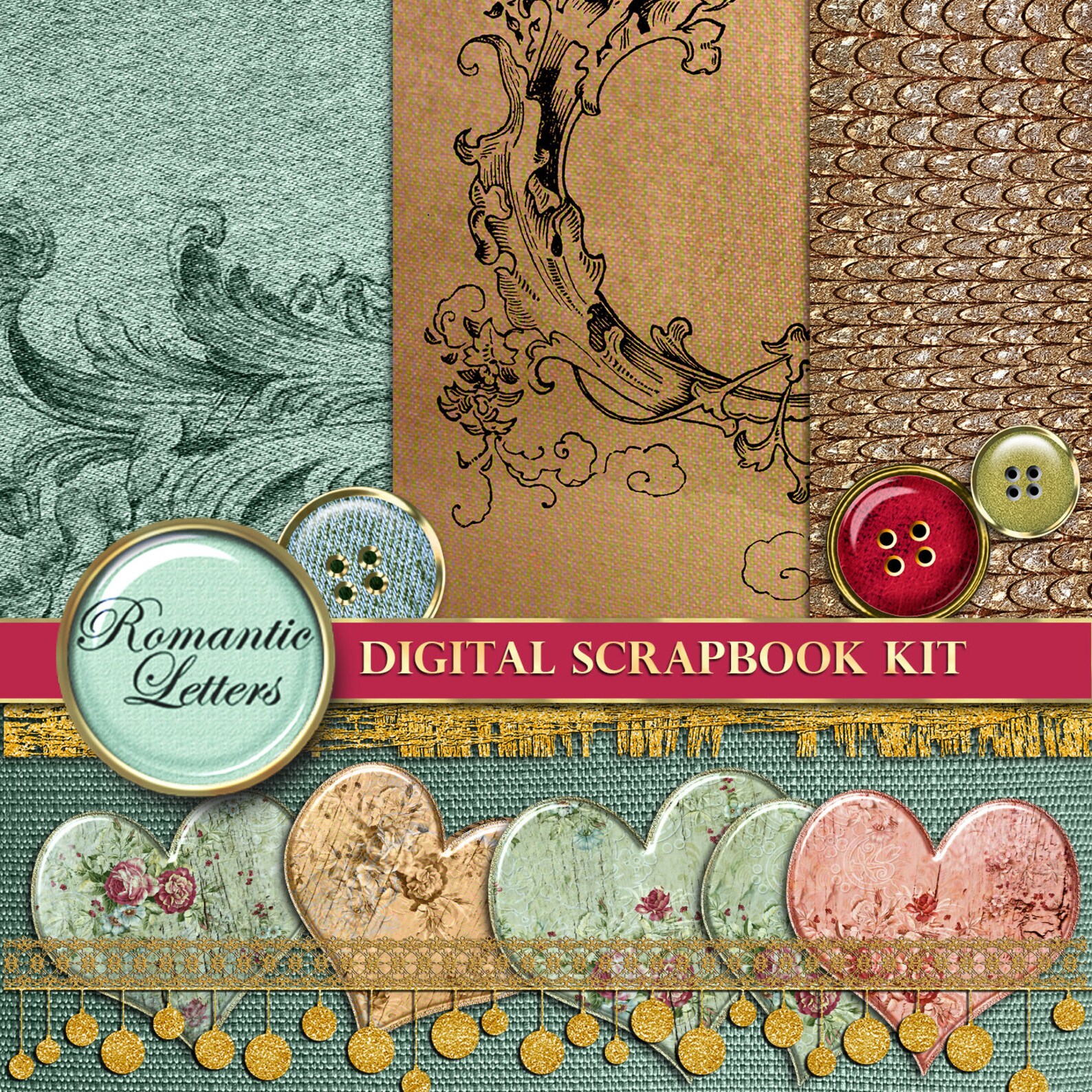 Christmas Digital Scrapbooking Kit Digital Clip Art Alphabet Printable ...