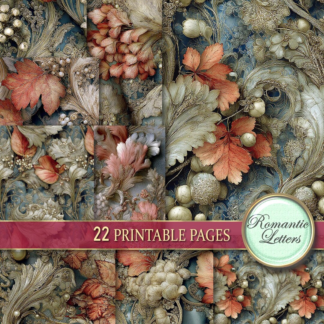 Autumn Fall Digital Printable Scrapbook Paper Pack Printable Junk ...