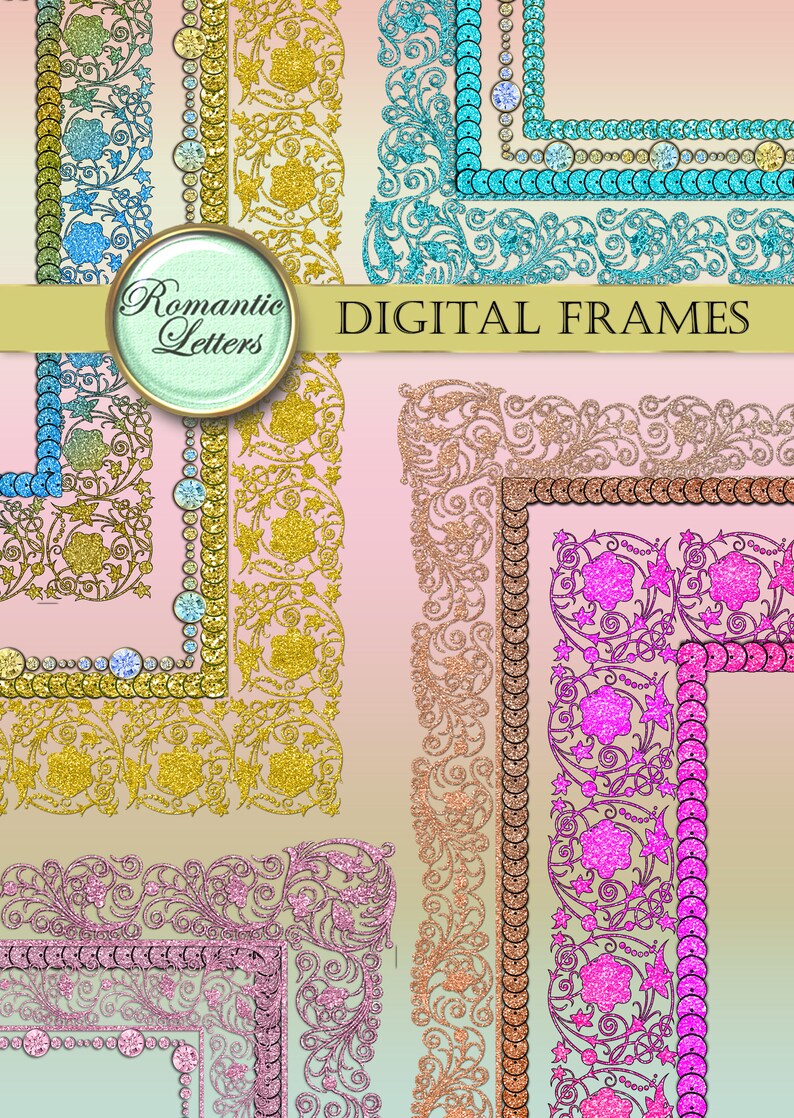 Digital Scrapbook Frames Gold Clip Art Lace Digital Scrapbook | Etsy