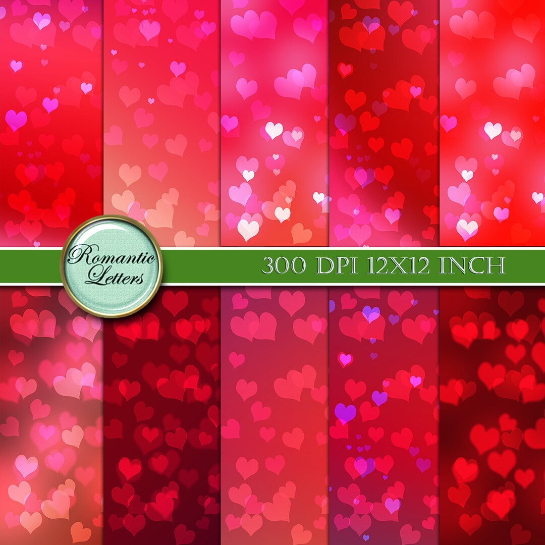 Valentine Heart Digital Paper Digital Scrapbook Paper Valentine Digital ...