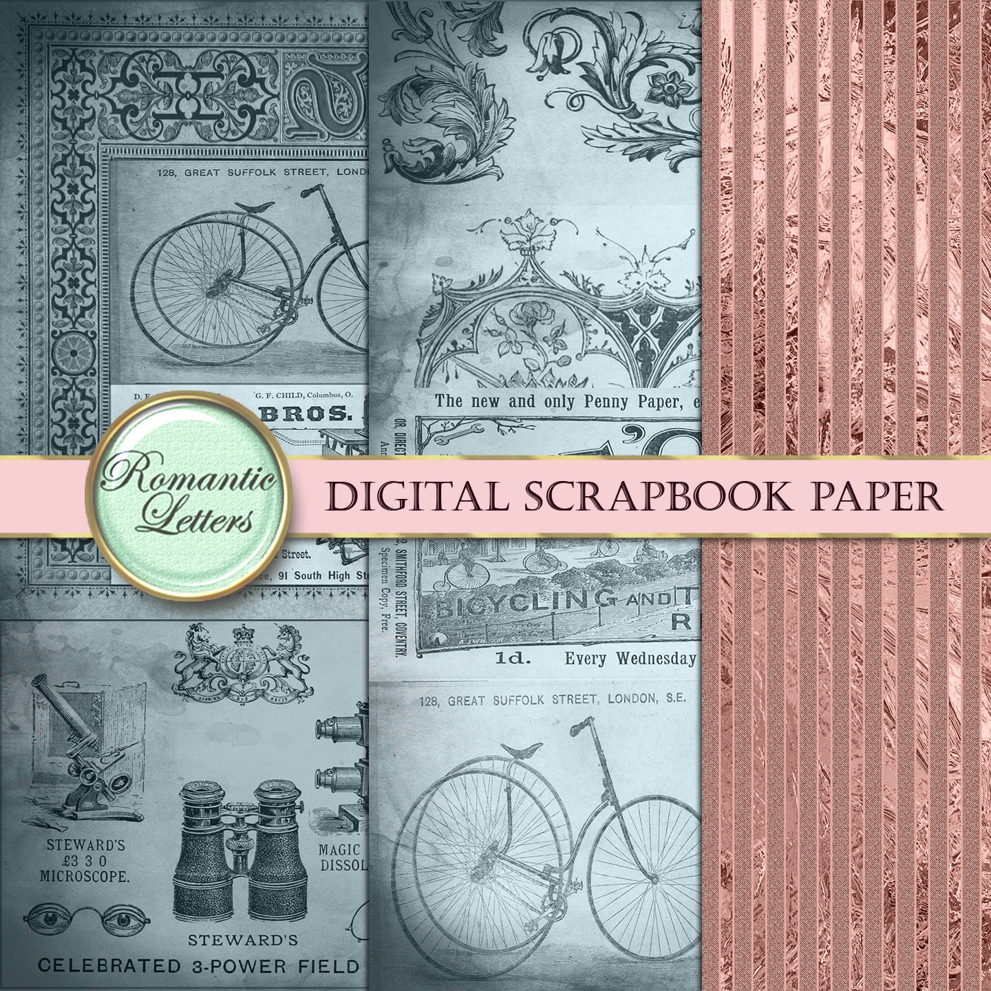 Victorian ephemera digital paper pack digital paper digital | Etsy