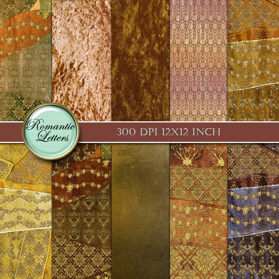Autumn Gold Digital Scrapbook Paper Autumn Fabric Gold Digital | Etsy