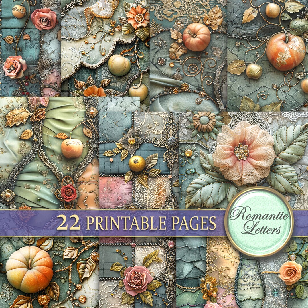 Digital Printable Scrapbook Paper Pack Summer Garden Patchwork Fabric ...