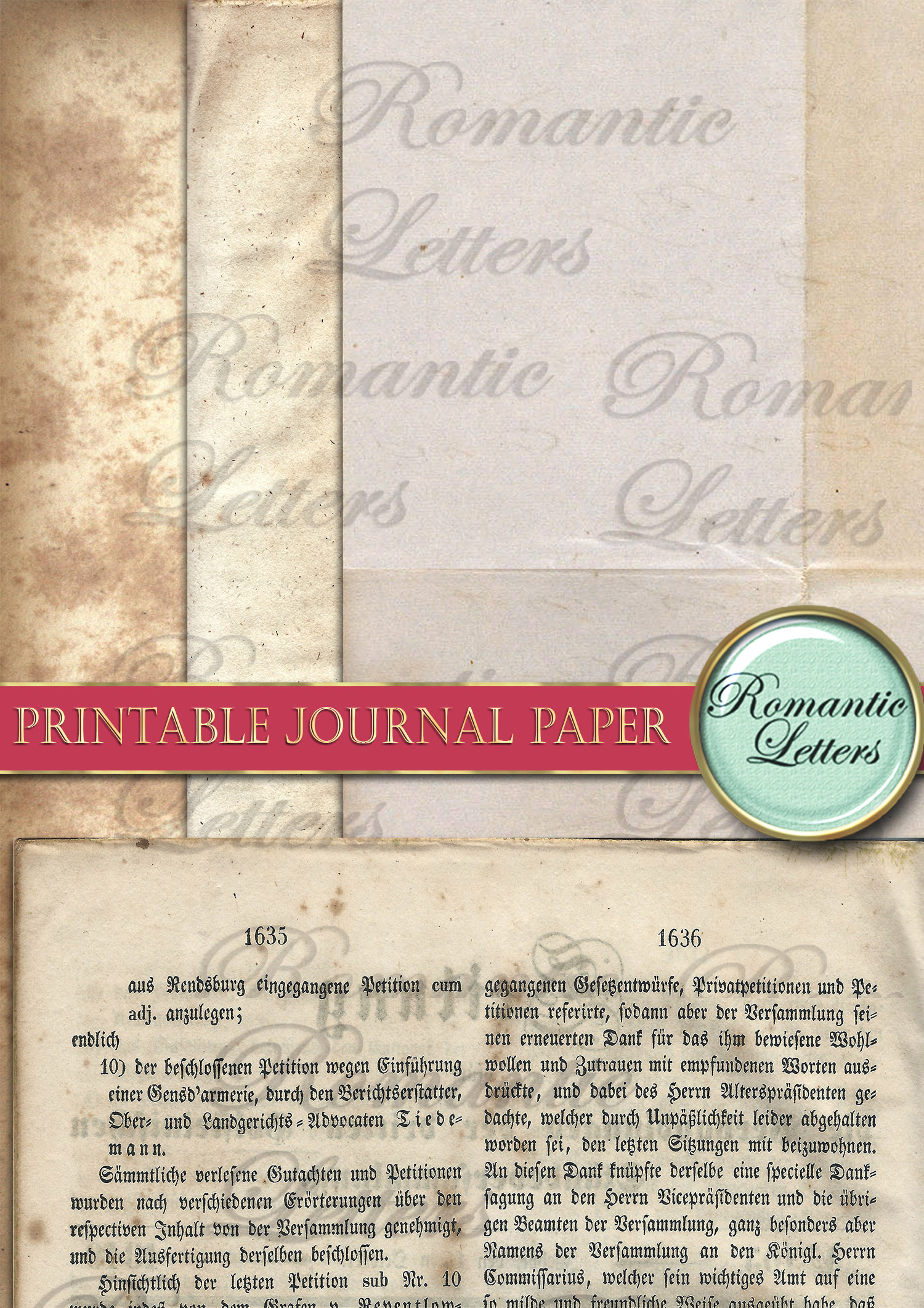 Digital Printable Old Paper Pack Journal Pages Background | Etsy