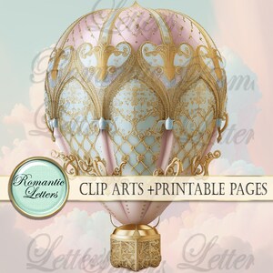 Hot Air Balloon Digital Clip Art Scrapbook Paper Nursery Clipart Baby ...
