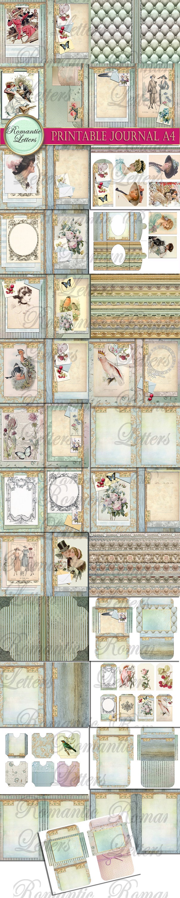 Printable Junk journal kit vintage digital scrapbook printable | Etsy