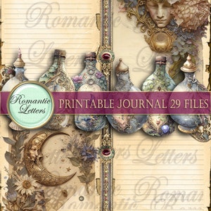 Magic Printable Junk Journal Kit Printable Journal Pages Card Tag Cover ...