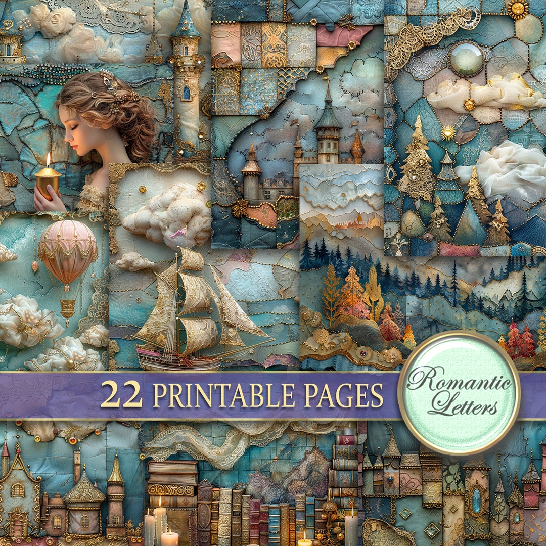 Digital Printable Scrapbook Paper Pack Fairytale Castle Patchwork ...