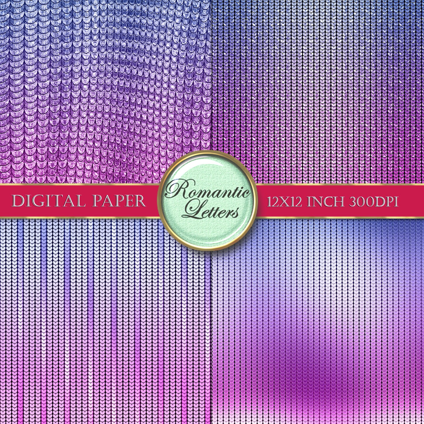 Purple Digital Paper Scrapbook Paper Sequin Background Paper | Etsy