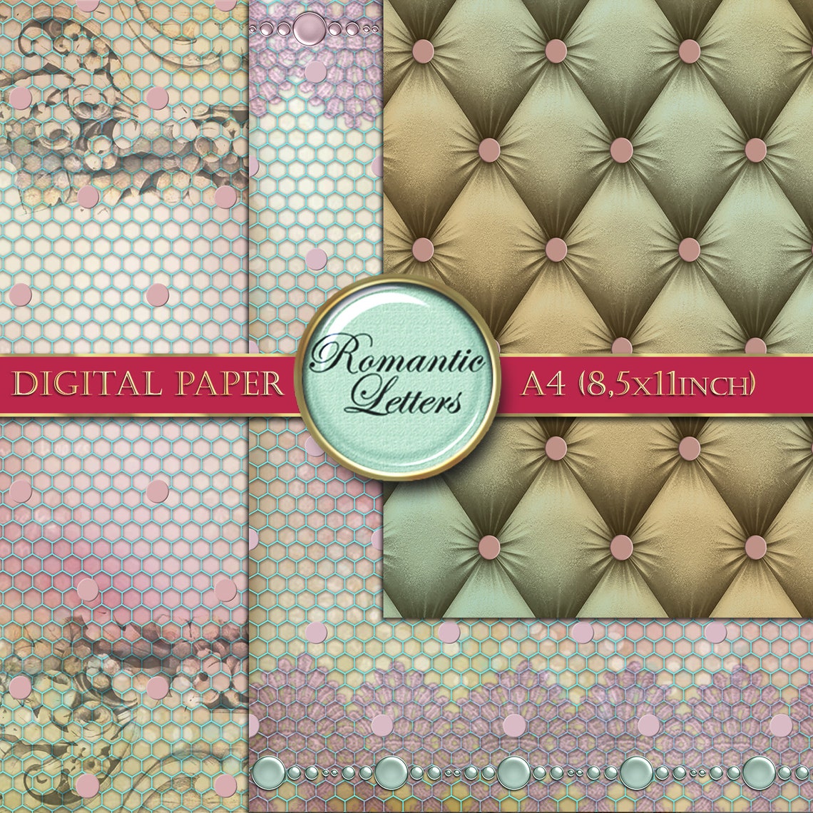 Vintage Digital Paper Pack Scrapbook Background Paper Digital Printable ...