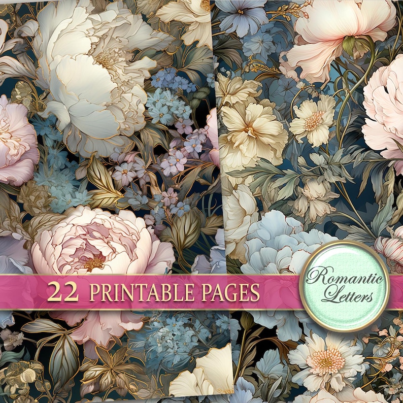 Digital Scrapbook Paper Pack Victorian Flower Botanical Digital ...