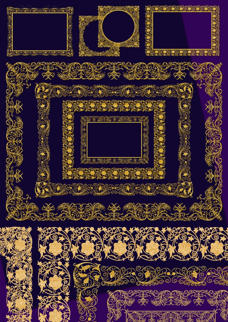 Digital Scrapbook Frames Gold Clip Art Lace Digital Scrapbook - Etsy