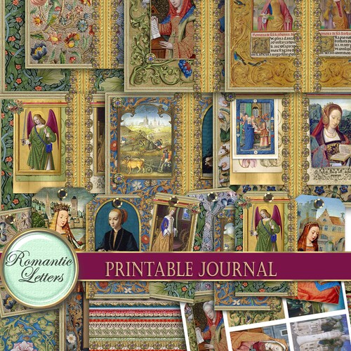 Medieval Floral Theme Digital Journal Pages Kit - Etsy