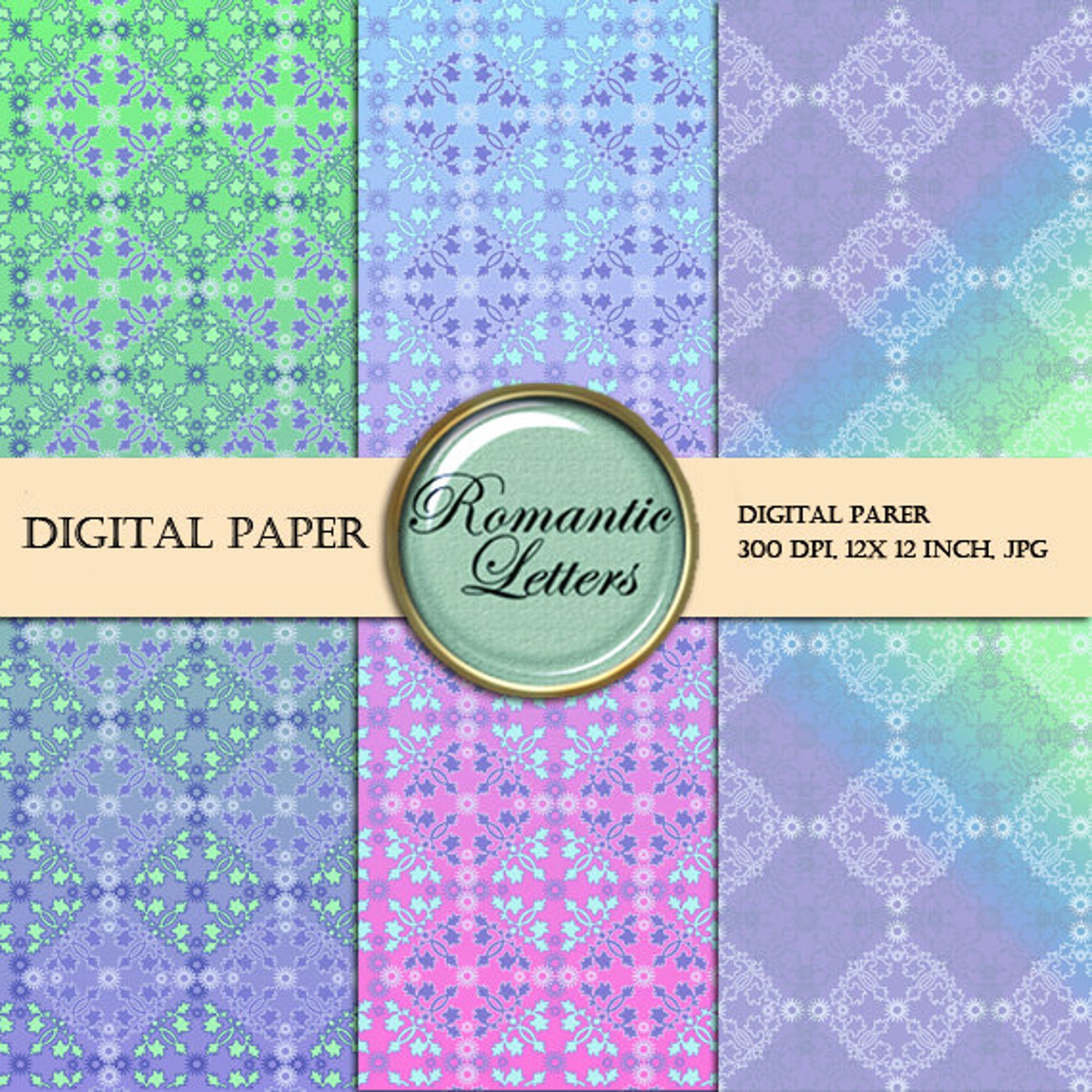 Pastel Digital Scrapbook Paper Pack Shabby Chic Digital | Etsy