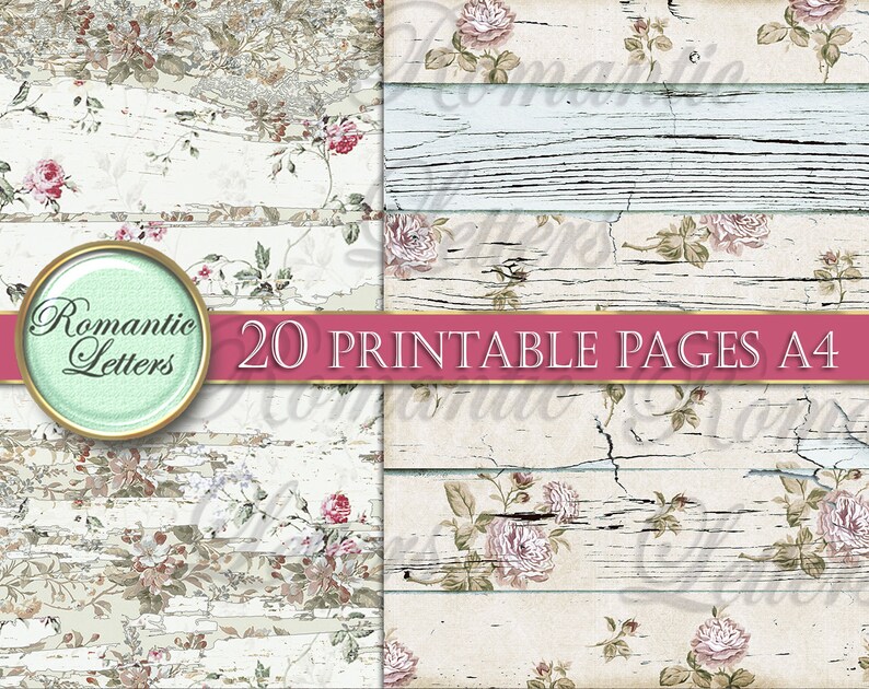 Digital Background Paper Shabby Chic Wedding Scrapbook Digital - Etsy