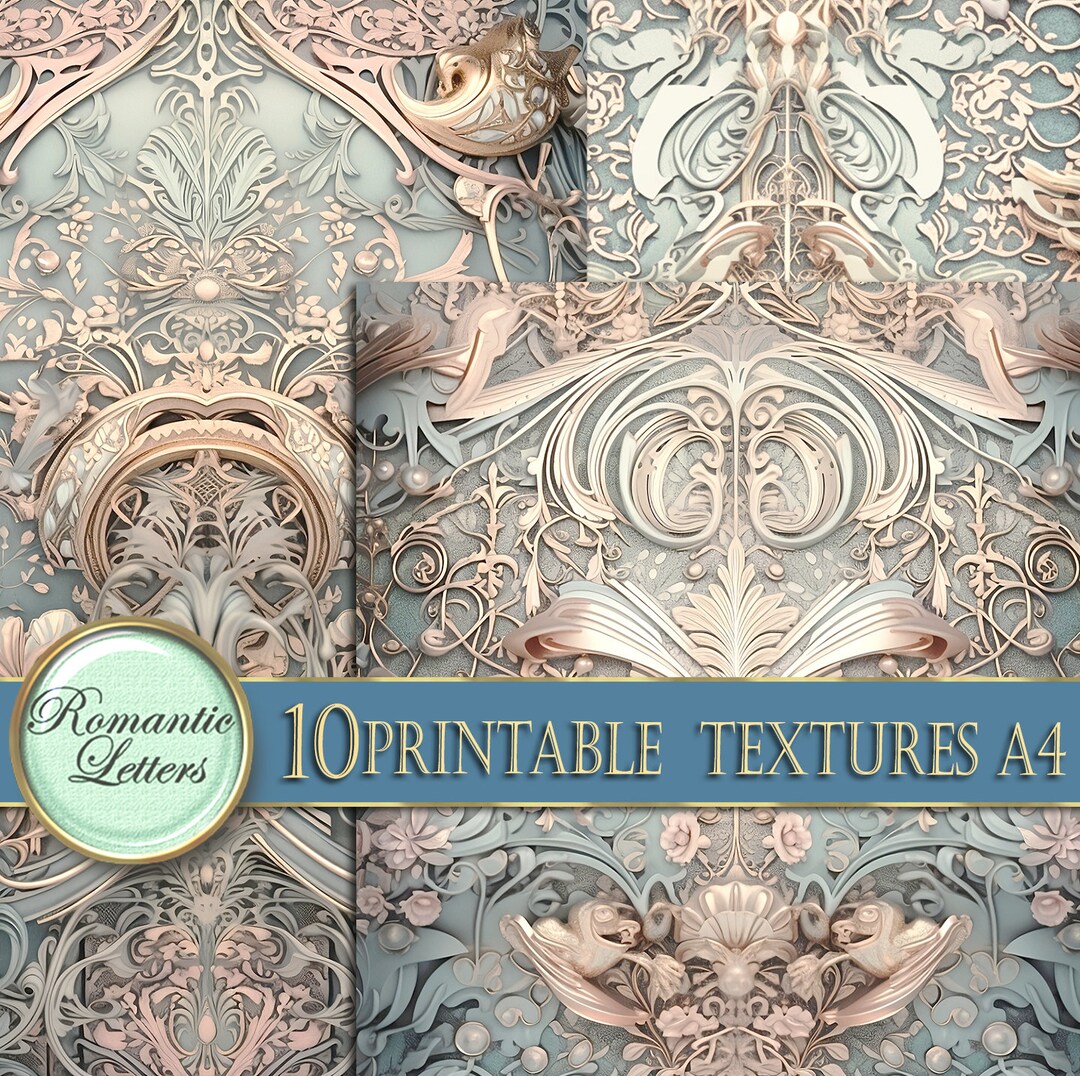 Digital Paper Damask Scrapbook Printable Paper Pack Digital Texture ...