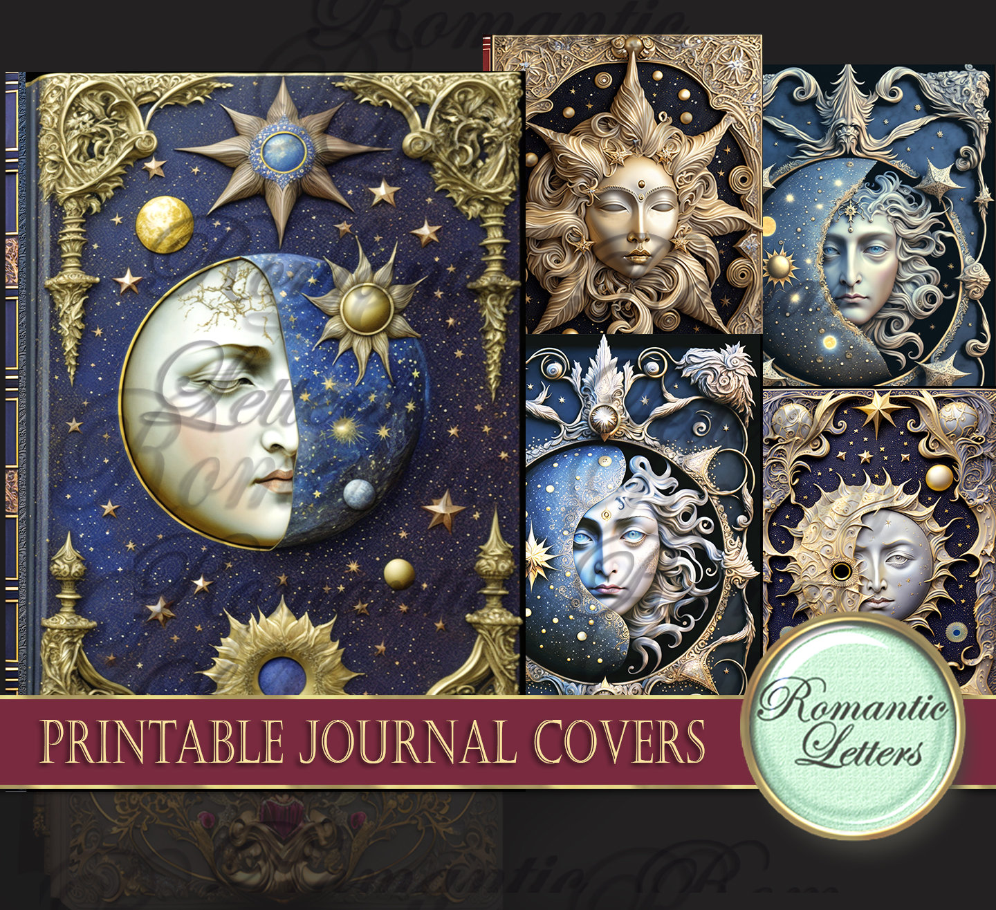Printable Journal Covers Celestial Digital Scrapbooking - Etsy