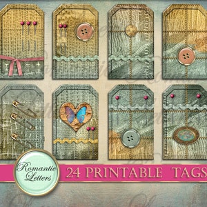 Printable Scrapbook Tags Printable Gift Tags Vintage Printable Bookmark ...