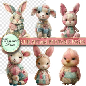 Easter Bunny Digital Clip Art Set Printable Scrapbook Paper Easter Eggs ...