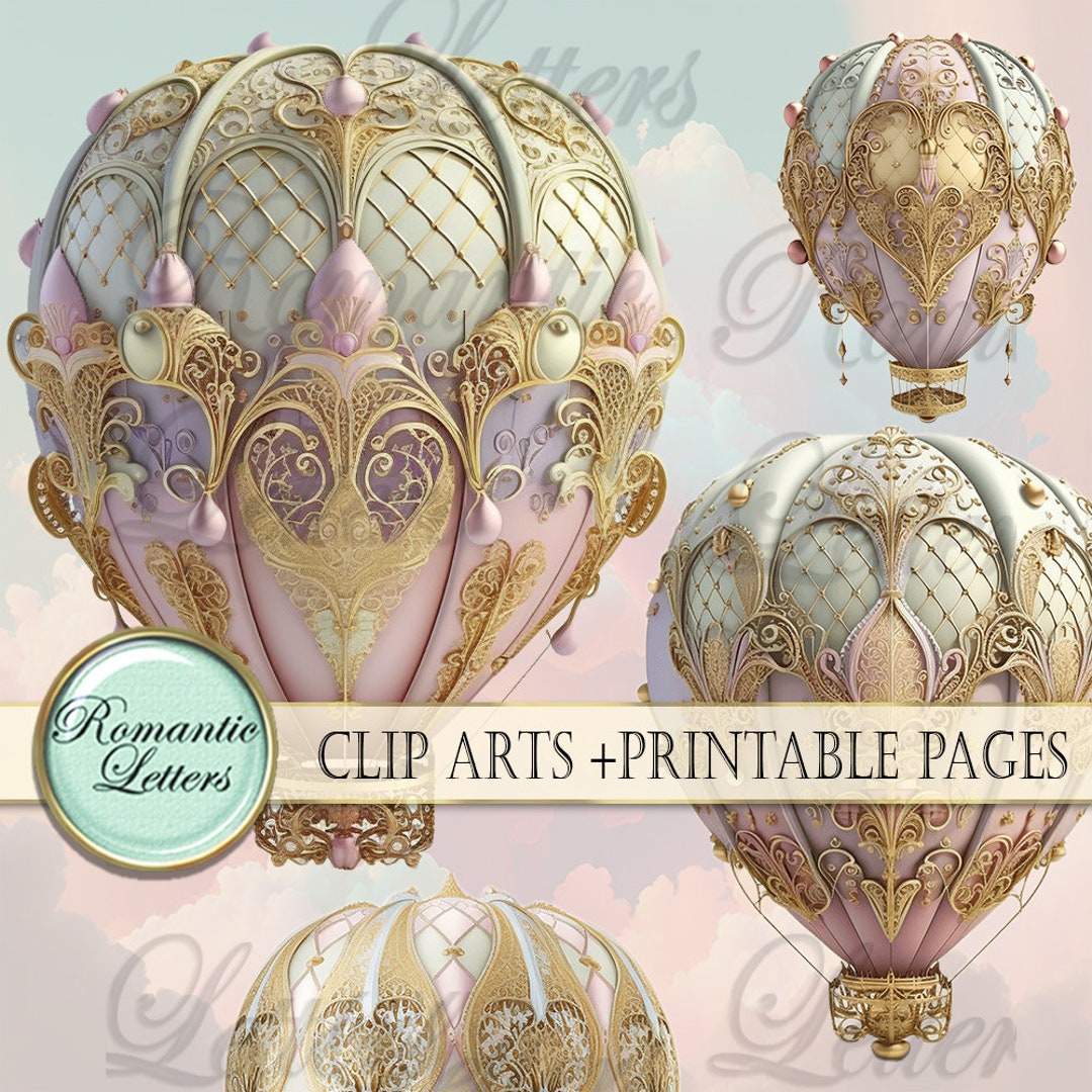 Hot Air Balloon Digital Clip Art Scrapbook Paper Nursery Clipart Baby ...