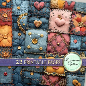 Patchwork Digital Printable Scrapbook Paper Pack Junk Journal Paper ...