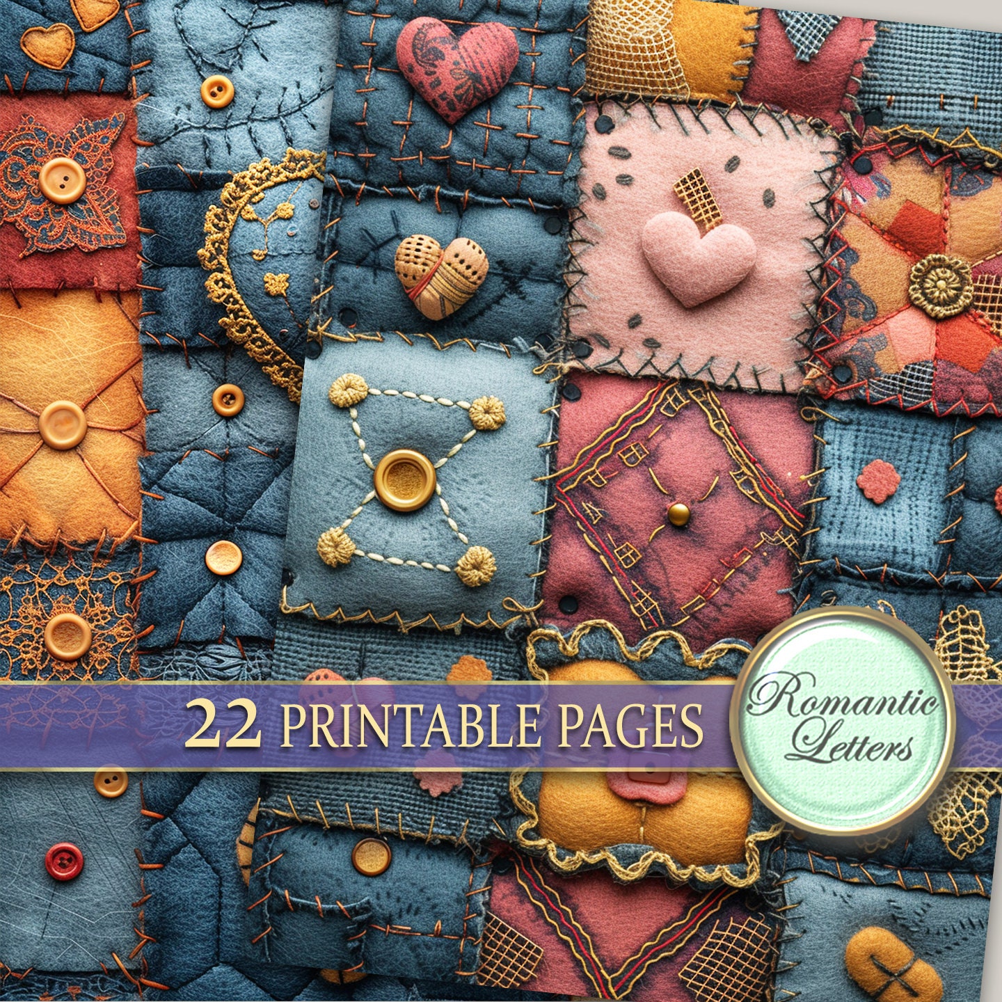 Patchwork Digital Printable Scrapbook Paper Pack Junk Journal Paper ...