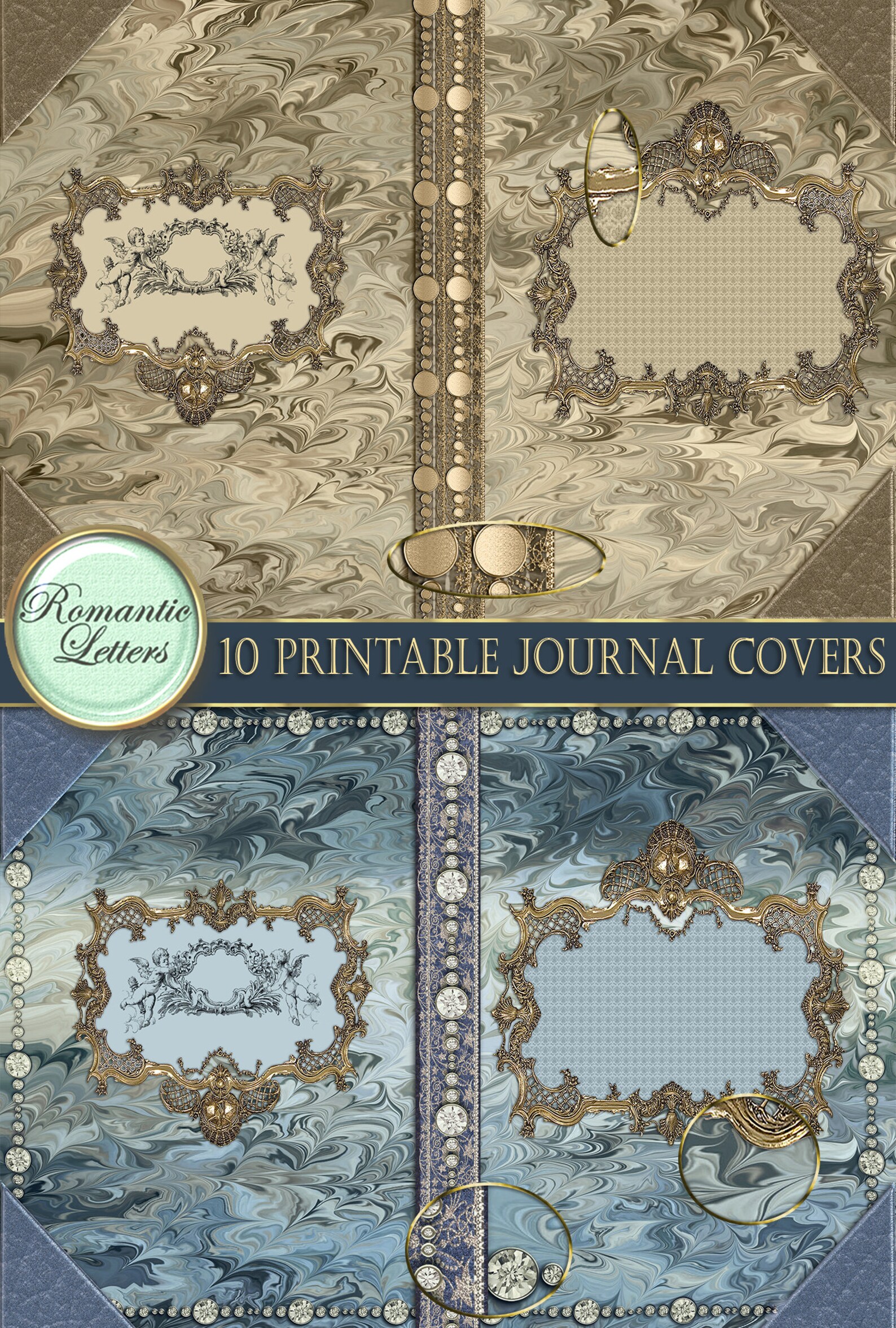 Printable Junk Journal Covers Kit Digital Scrapbook Cover - Etsy