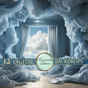 Digital Backdrop Room Digital Background Sky Clouds White Wood Floor ...