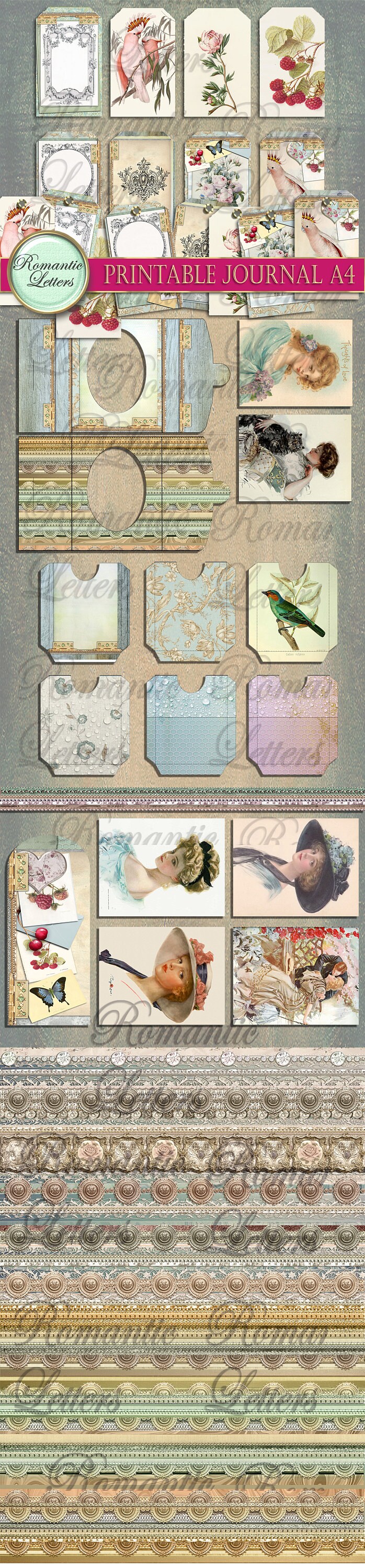 Printable Junk journal kit vintage digital scrapbook printable | Etsy