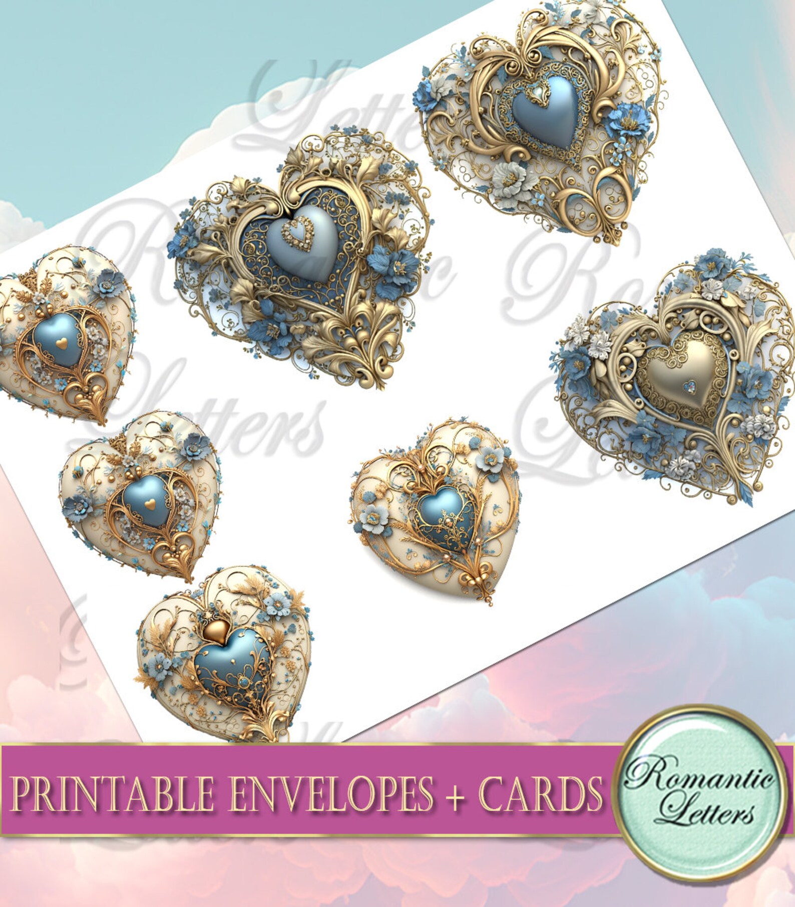 Printable Envelopes Cards Baroque Scrapbook Printable Junk Journal ...