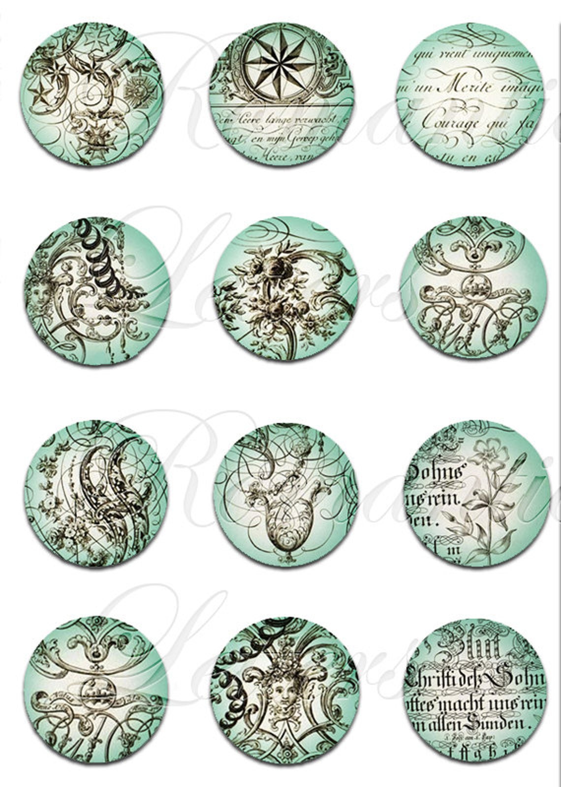 Printable Digital 1 Inch Circle Collage Sheet Digital Shabby - Etsy