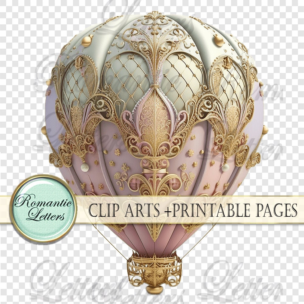 Hot Air Balloon Digital Clip Art Scrapbook Paper Nursery - Etsy Australia