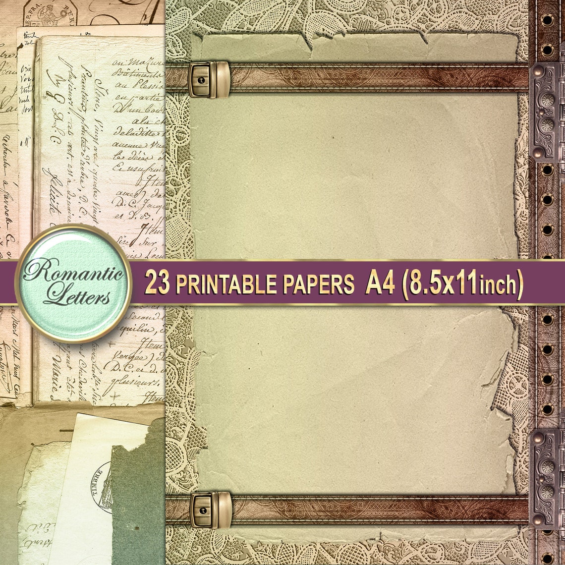 8.5x11 Old Paper Textures Digital Paper Pack Digital Background Vintage ...