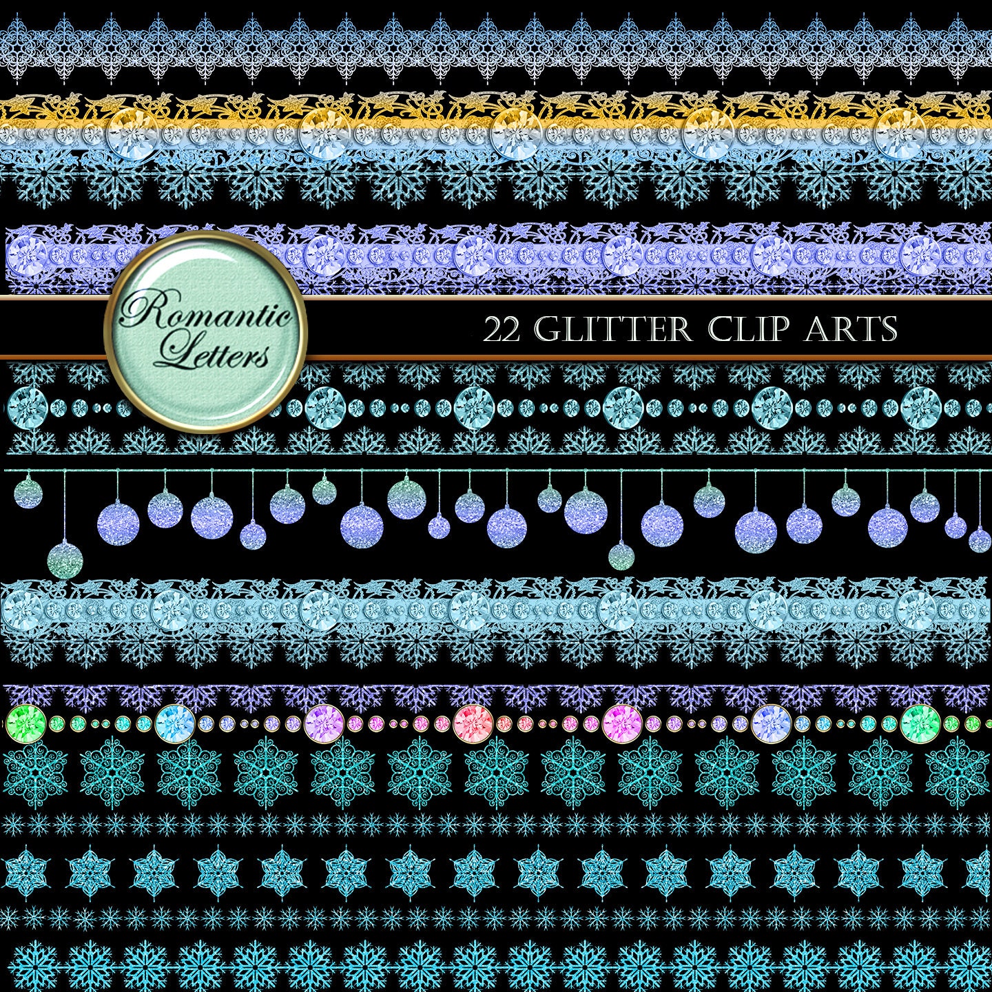 Christmas Clip Art Gold Glitter Clip Art Christmas Digital | Etsy