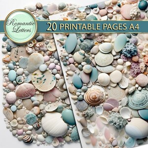 Beach Sea Shells Digital Scrapbook Paper Printable Beach Sand ...