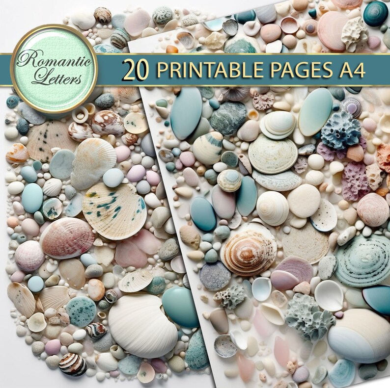 Beach Sea Shells Digital Scrapbook Paper Printable Beach Sand ...