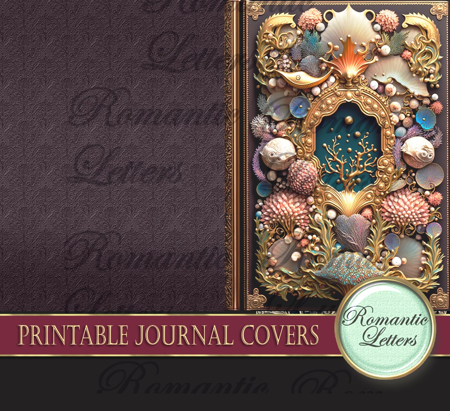 Printable Junk Journal Covers Mermaid Digital Scrapbooking Paper ...