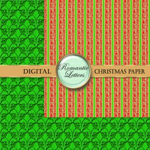 Christmas Digital Paper Pack Digital Christmas Scrapbook Paper Gold ...
