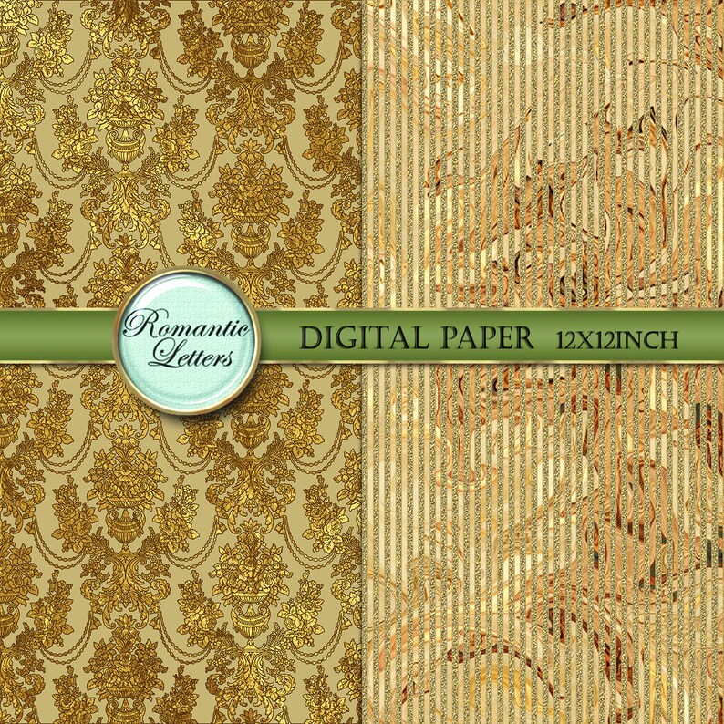 Digital Damask Paper Gold Gigital Scrapbooking Paper Digital - Etsy