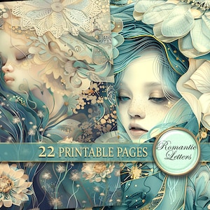 Botanical Digital Scrapbook Paper Pack Shabby Chic Flowers Digital ...