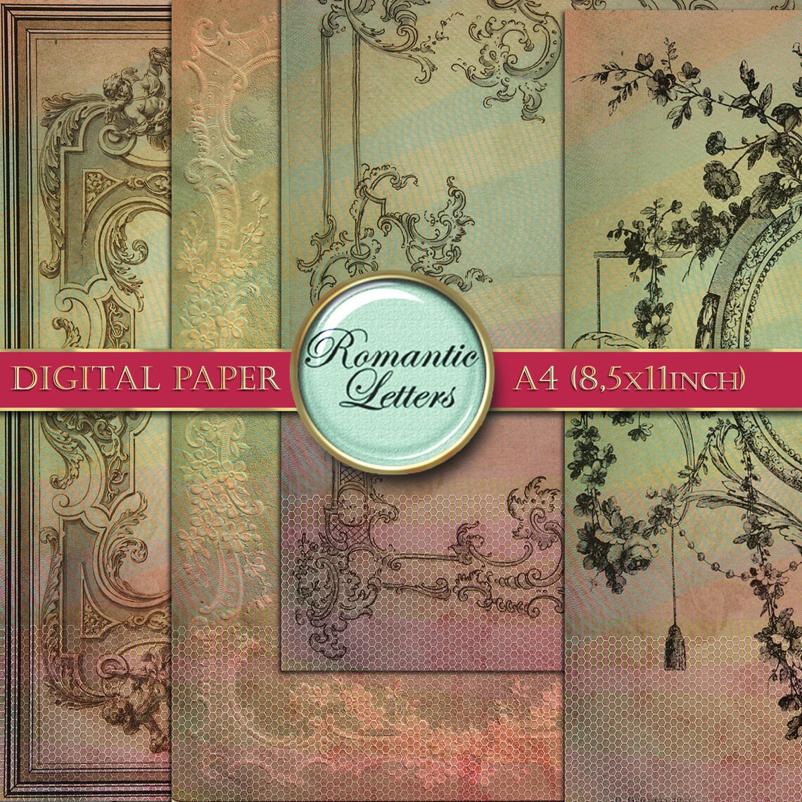 Vintage Digital Paper Pack Scrapbook Background Paper Digital Printable ...