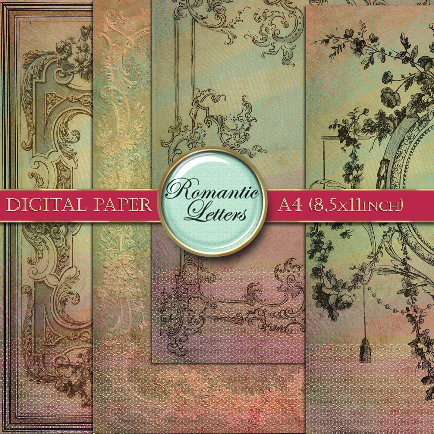 Vintage digital paper pack scrapbook background paper digital | Etsy