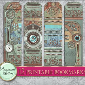 Printable Steampunk Bookmarks Set Digital Printable Gift Tags Printable ...