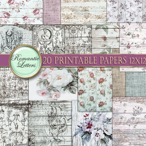 Digital Background Paper Shabby Chic Wedding Scrapbook Digital - Etsy