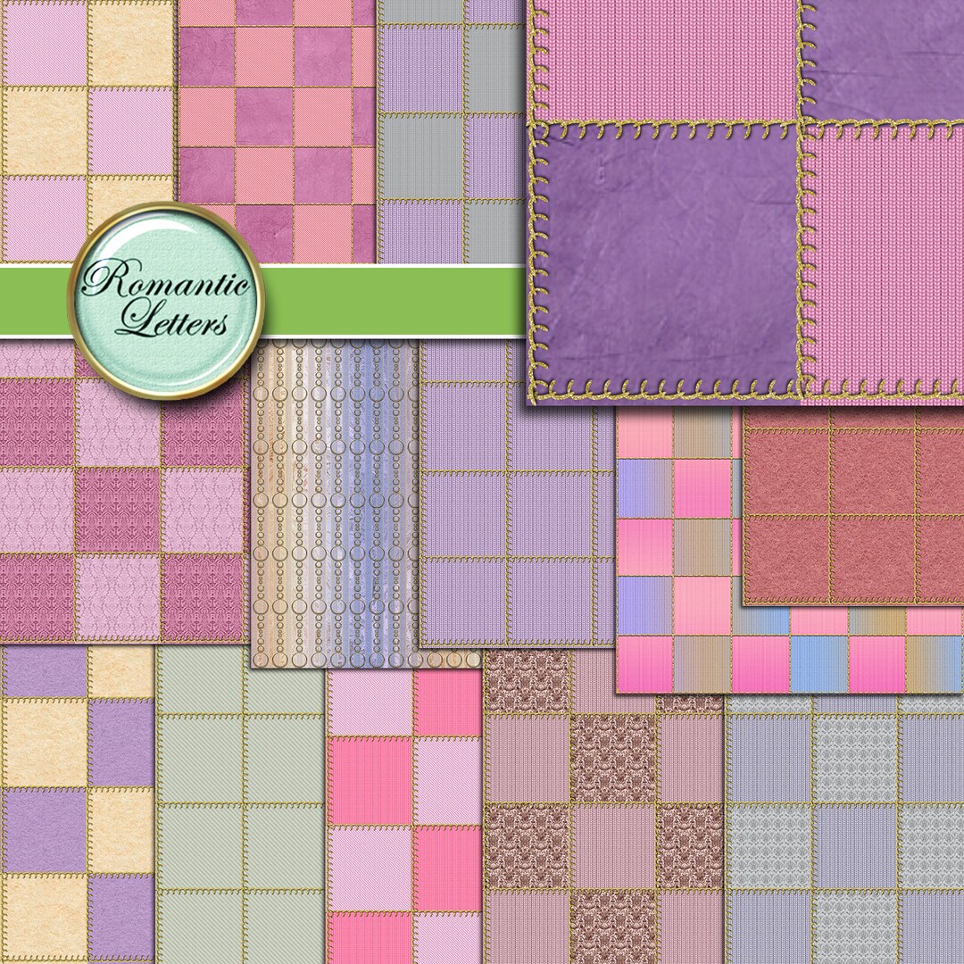 Printable Digital Background Baby Girl Scrapbook Stitched Fabric ...